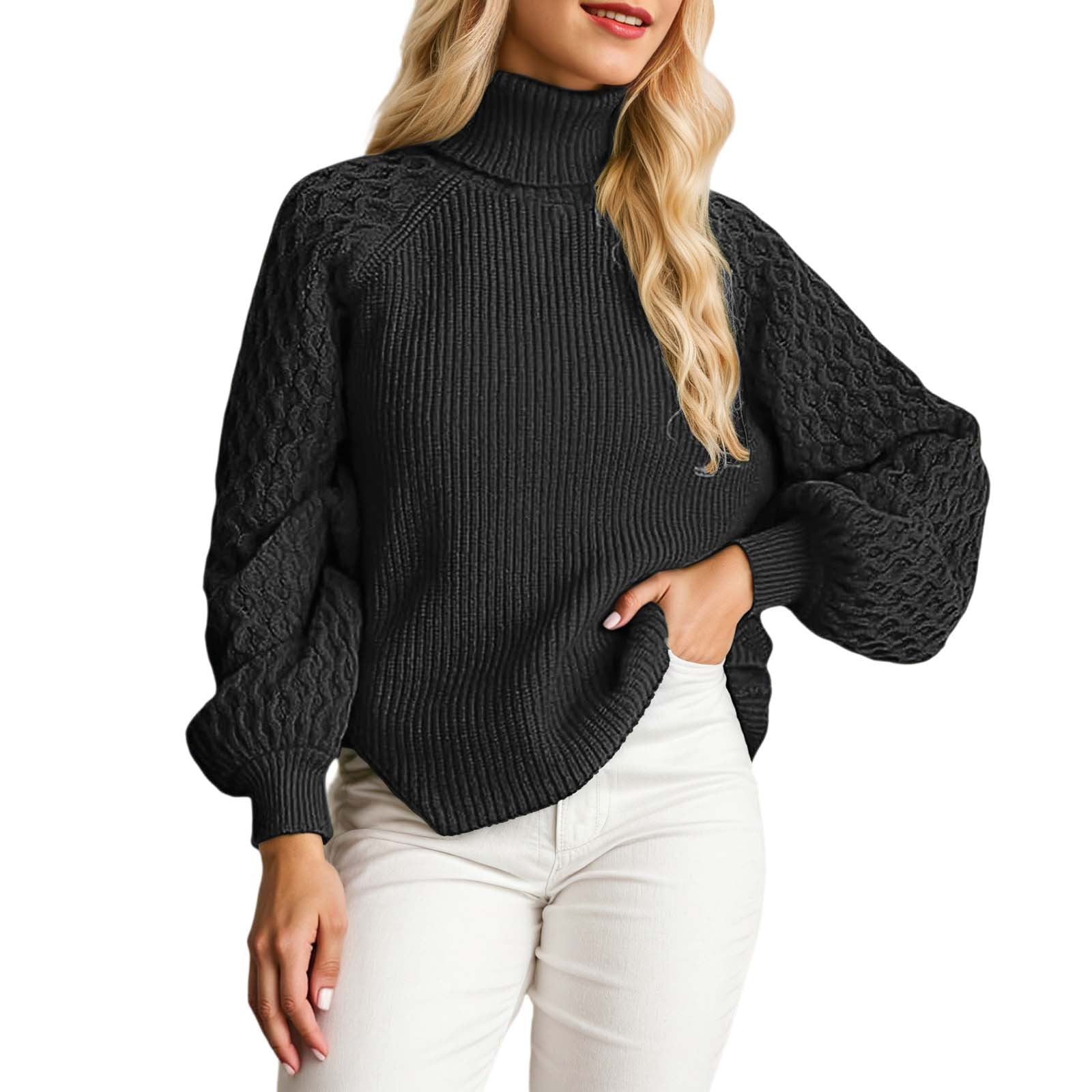 Conairie Ribbed Knit Sweaters for Women Solid Color High Neck Cute ...