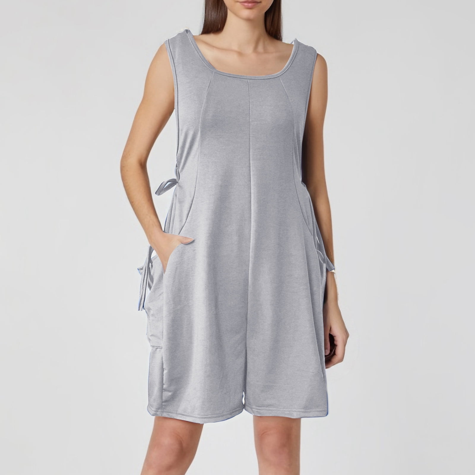 Conairie Short Rompers For Women Plus Size Solid Color Lightweight ...