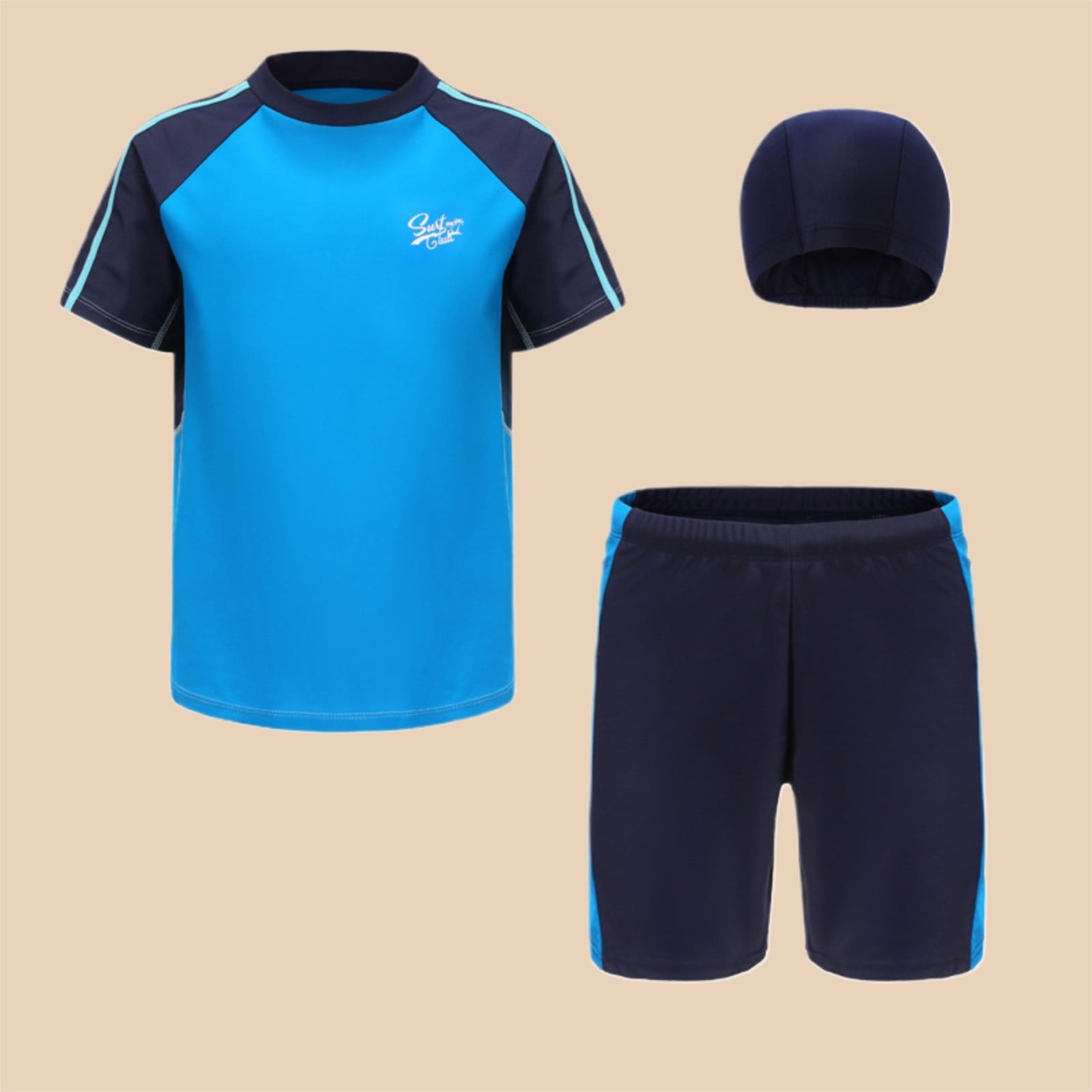 Conairie Swimsuit for Boys 3 Piece Elastic Rash Guard Short Sleeve Top ...