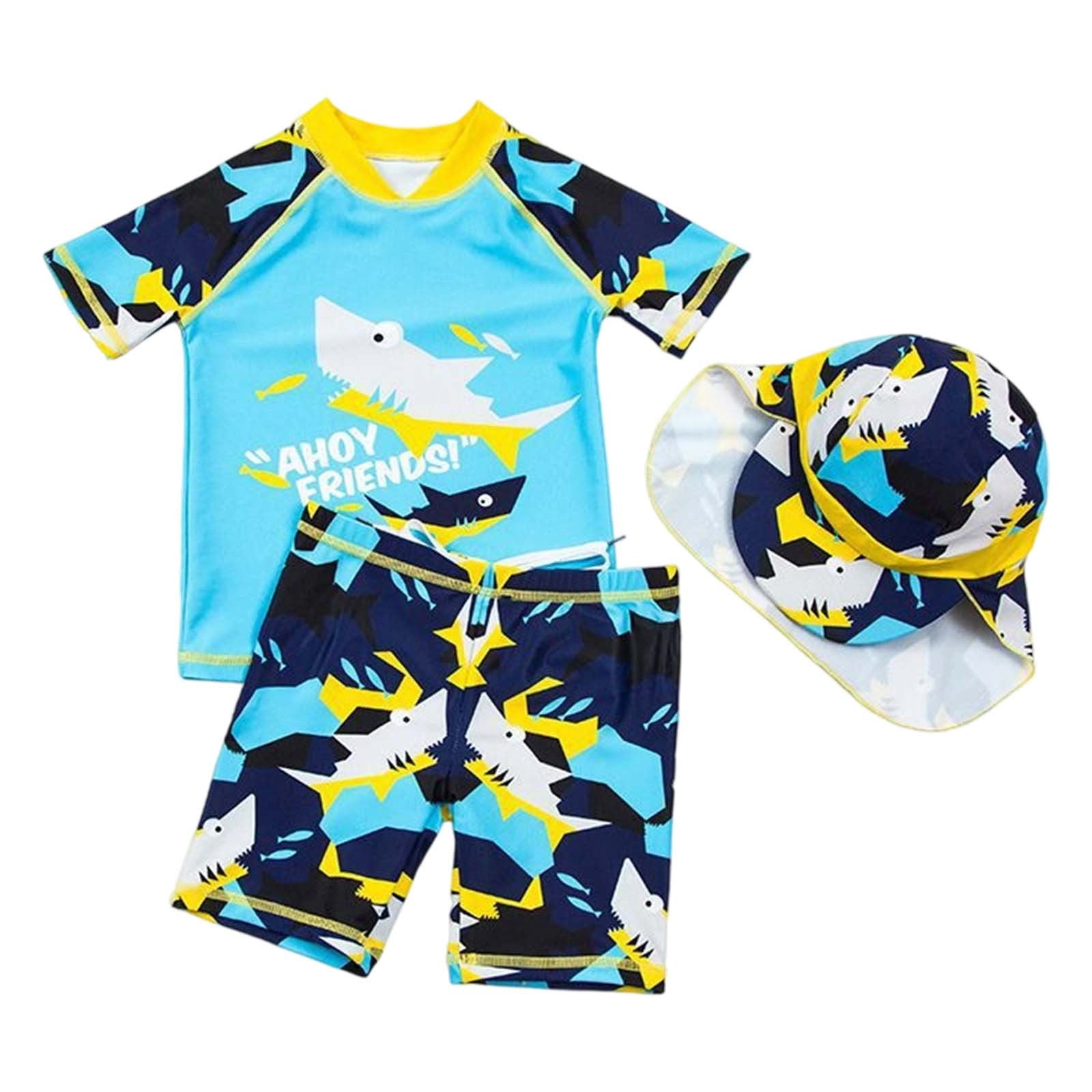 Conairie Swimsuit for Boys 3 Piece Rash Guard Short Sleeve Swim Shirt ...