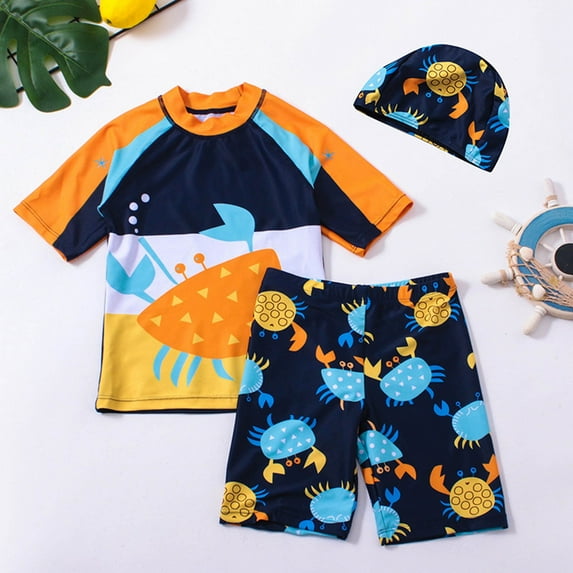 Conairie Swimsuit for Boys 3 Piece Short Sleeve Rash Guard Top And ...