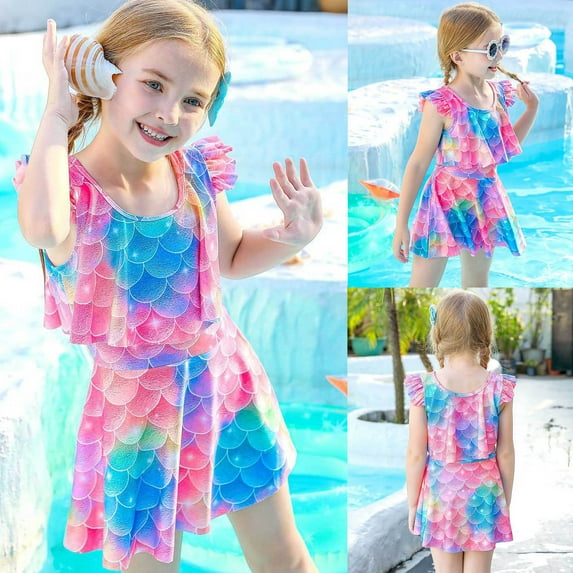 Conairie Swimsuit for Girl One Piece Cute Scale Print Bathing Suit with ...
