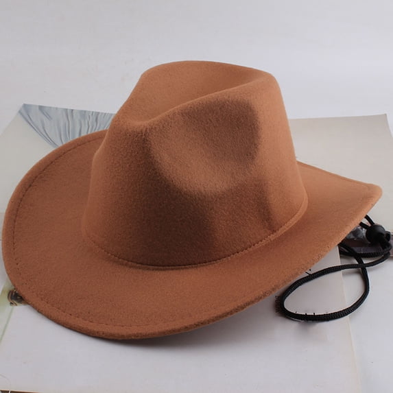 Conairie Unisex Western Cowboy Fedora Hat Retro Flat Brim Felt Costume ...