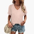 Conairie V Neck Shirts For Womens Relaxed Fit Solid Color Short Sleeve ...