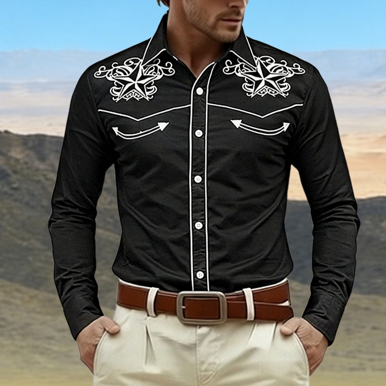 Conairie Western Shirts For Mens Long Sleeve Button Collar Cowboy ...