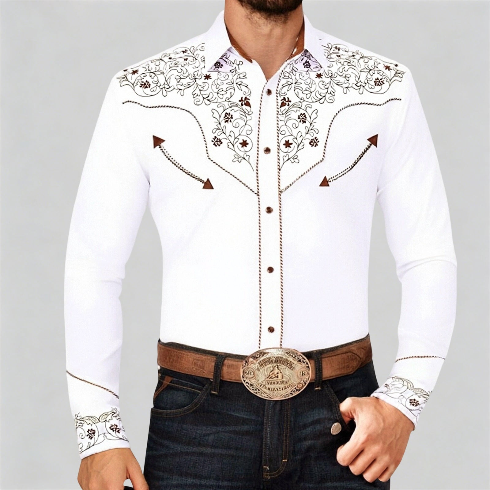 Conairie Western Shirts for Men Embroidered Cowboy Shirts Button Down ...