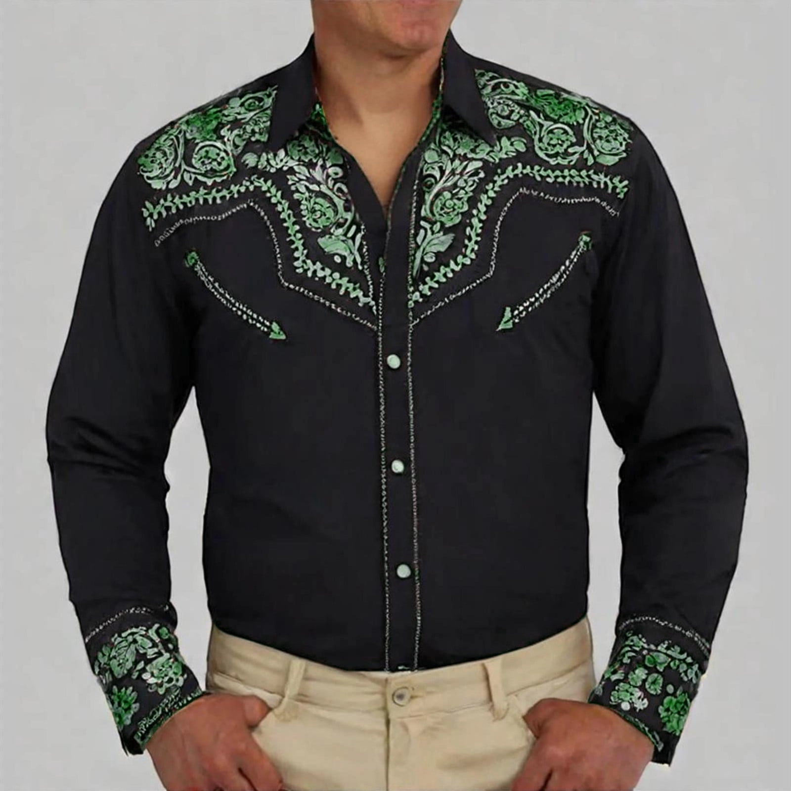 Conairie Western Shirts for Men Embroidered Cowboy Shirts Button down ...