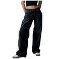 Conairie Wide Leg Jeans Woman Solid Color Retro Low Waist Washed ...