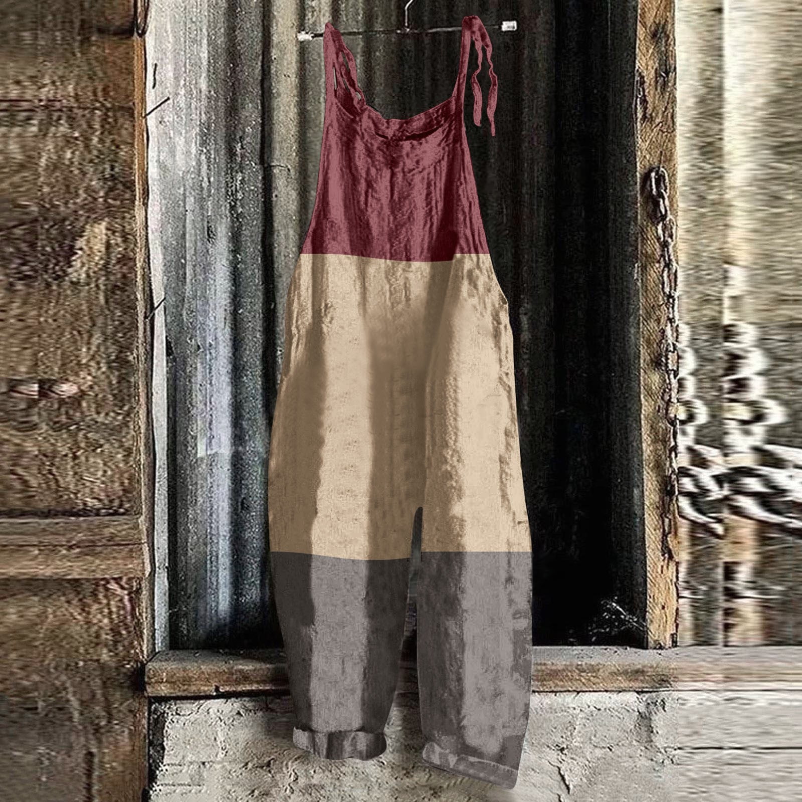 Conairie Women Bib Overalls Color Block Lightweight Boho Streetwear ...