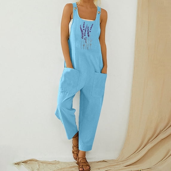 Conairie Women Overalls Graphics Print Casual Boho Streetwear Rompers ...