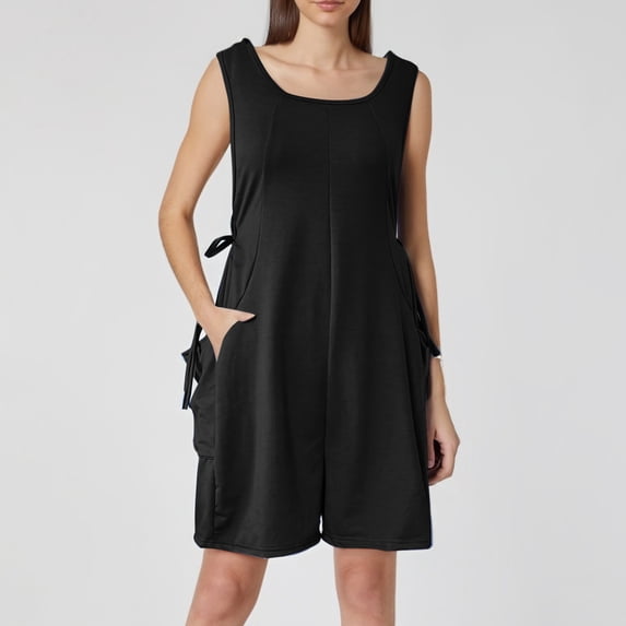 Conairie Women Plus Size Short Rompers Solid Color Adjustable Straps ...