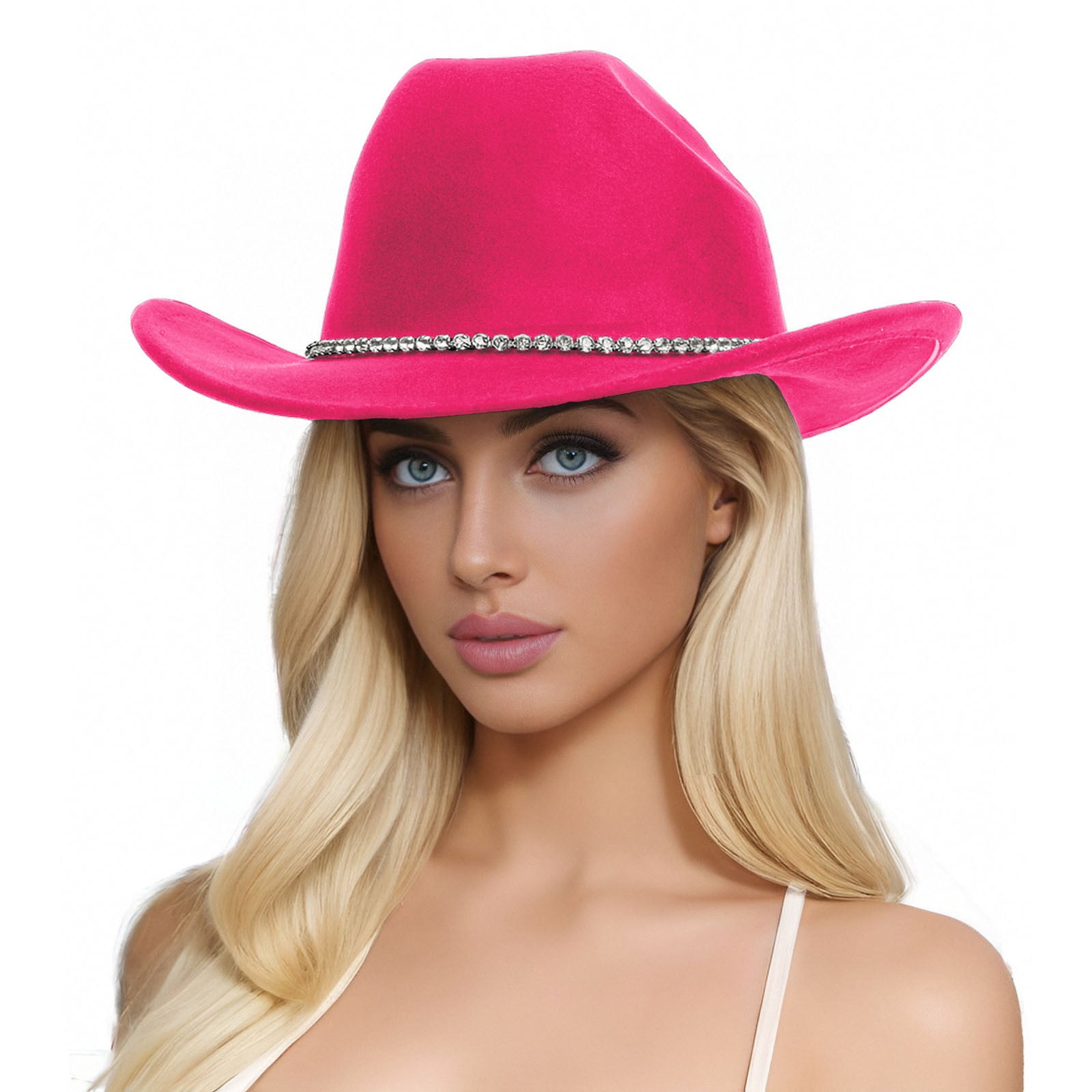 Conairie Women's Classic Flat Top Cowboy Hat Wide Brim Felt Western ...
