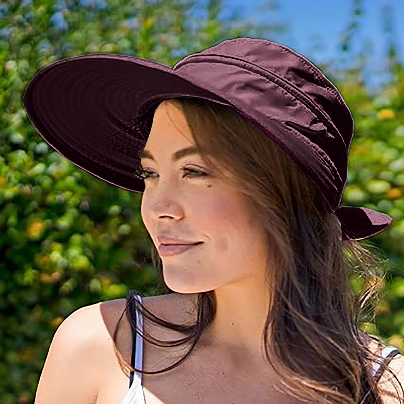 Conairie Women's Solid Color Sun Hat Casual Outdoor UV Protection Wide ...