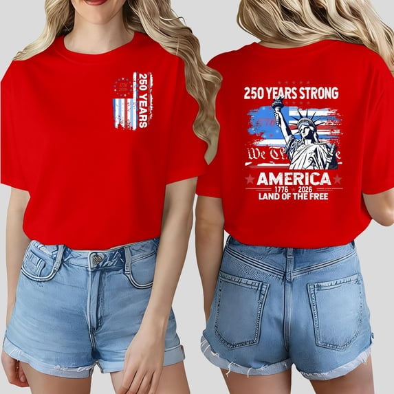 Conairie Womens 4th of July Shirt American Falg Print Short Sleeve Crew ...