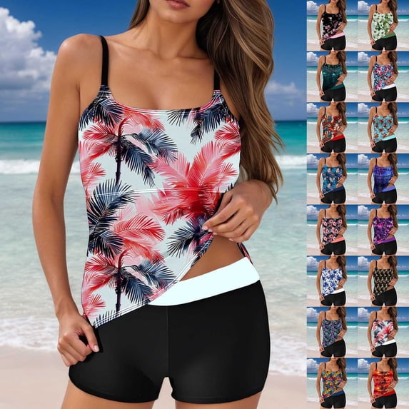 Conairie Womens Bathing Suits Tankinis 2 Piece Tummy Contro Tank Tops ...