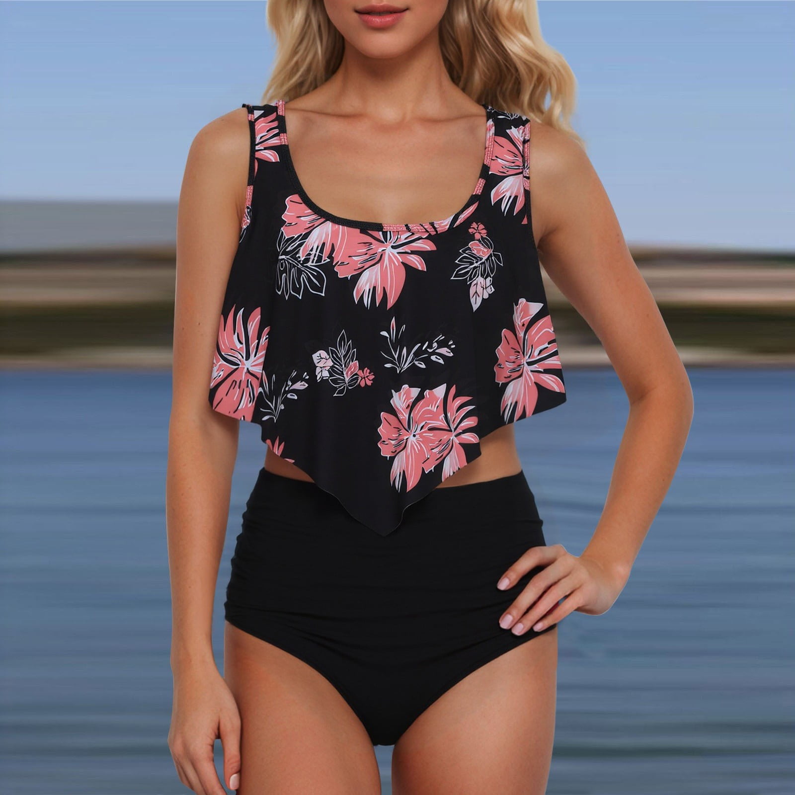 Conairie Womens Bikini Sets High Waisted Swimsuit Two Piece Flower ...