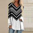 Conairie Womens Long Sleeve Shirts Striped Print Loose V Neck T Shirts ...
