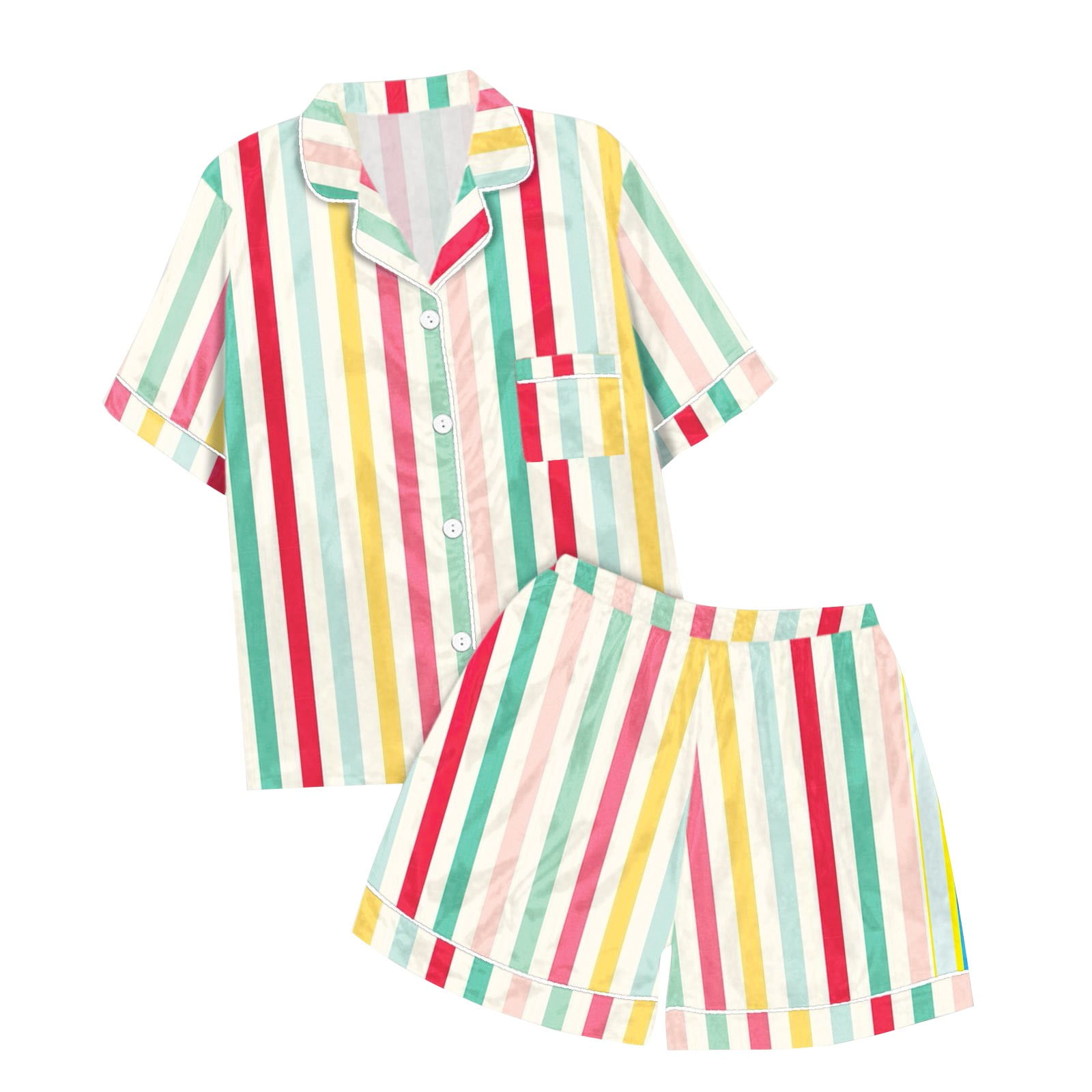 Conairie Womens Pajamas Set Striped Print Short Sleeve Tops and Shorts ...