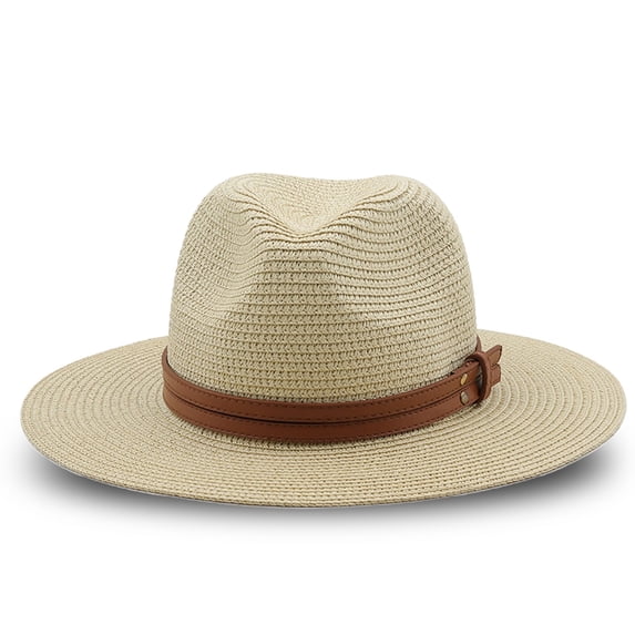 Conairie Womens Solid Color Straw Fedora Hat Beach Breathable Casual ...