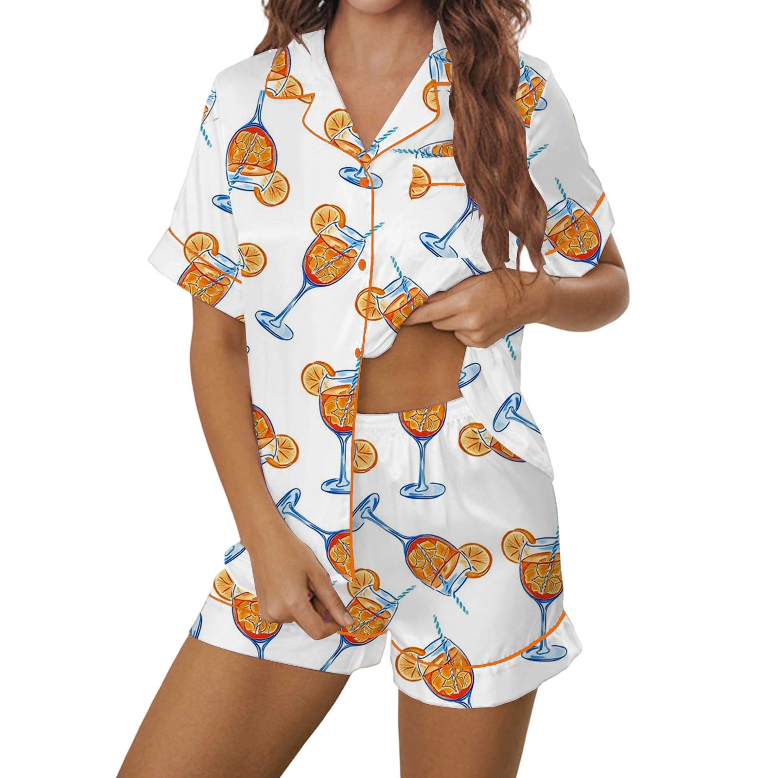 Conairie Womens Summer Pajamas Sets Button Collar Short Sleeve Tops and ...