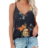 ConairieWomen's Tank Tops Leopard Print V Neck Stretchy Spaghetti Strap ...