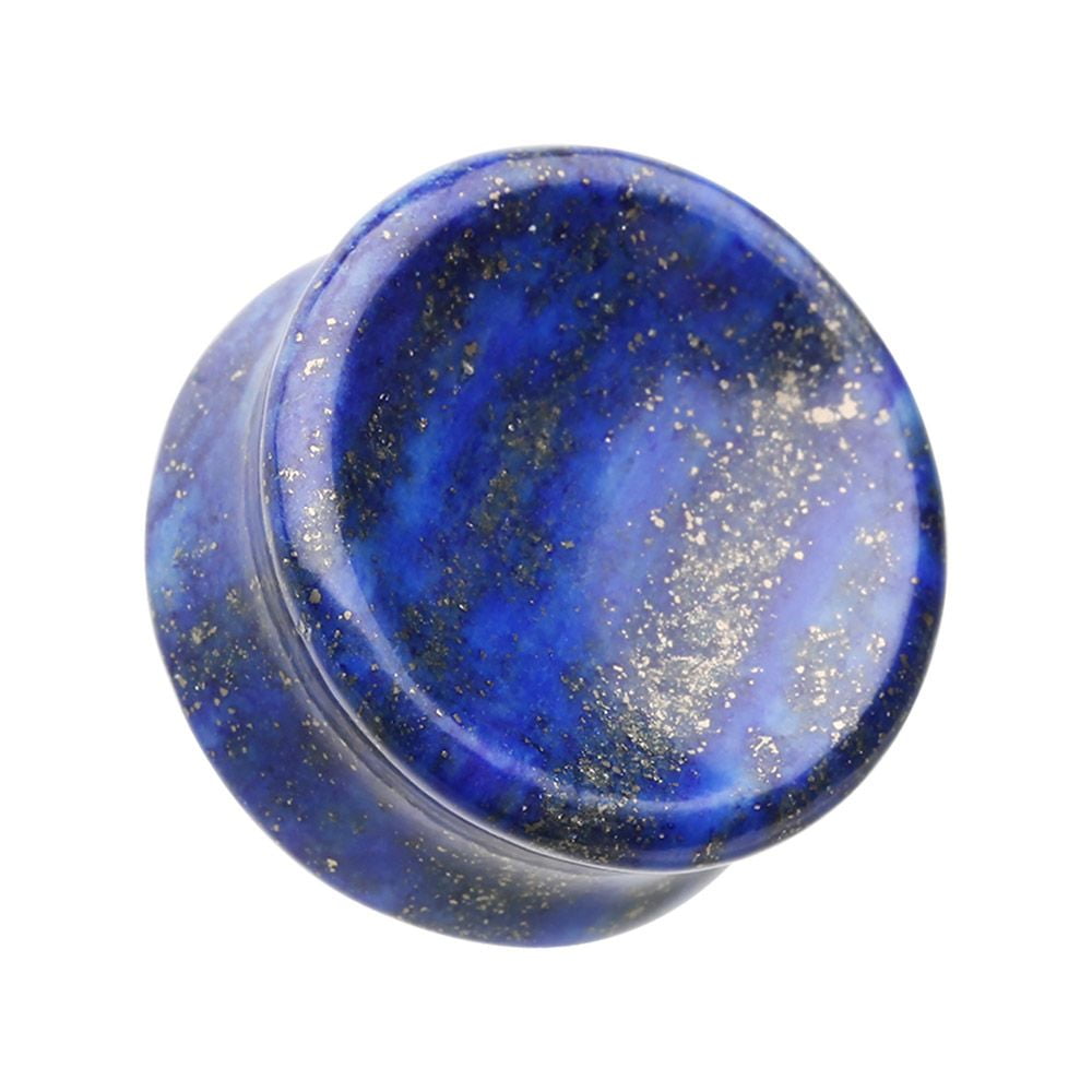 Concave Lapis Natural Stone Double Flared Ear Gauge Plug Earrings ...