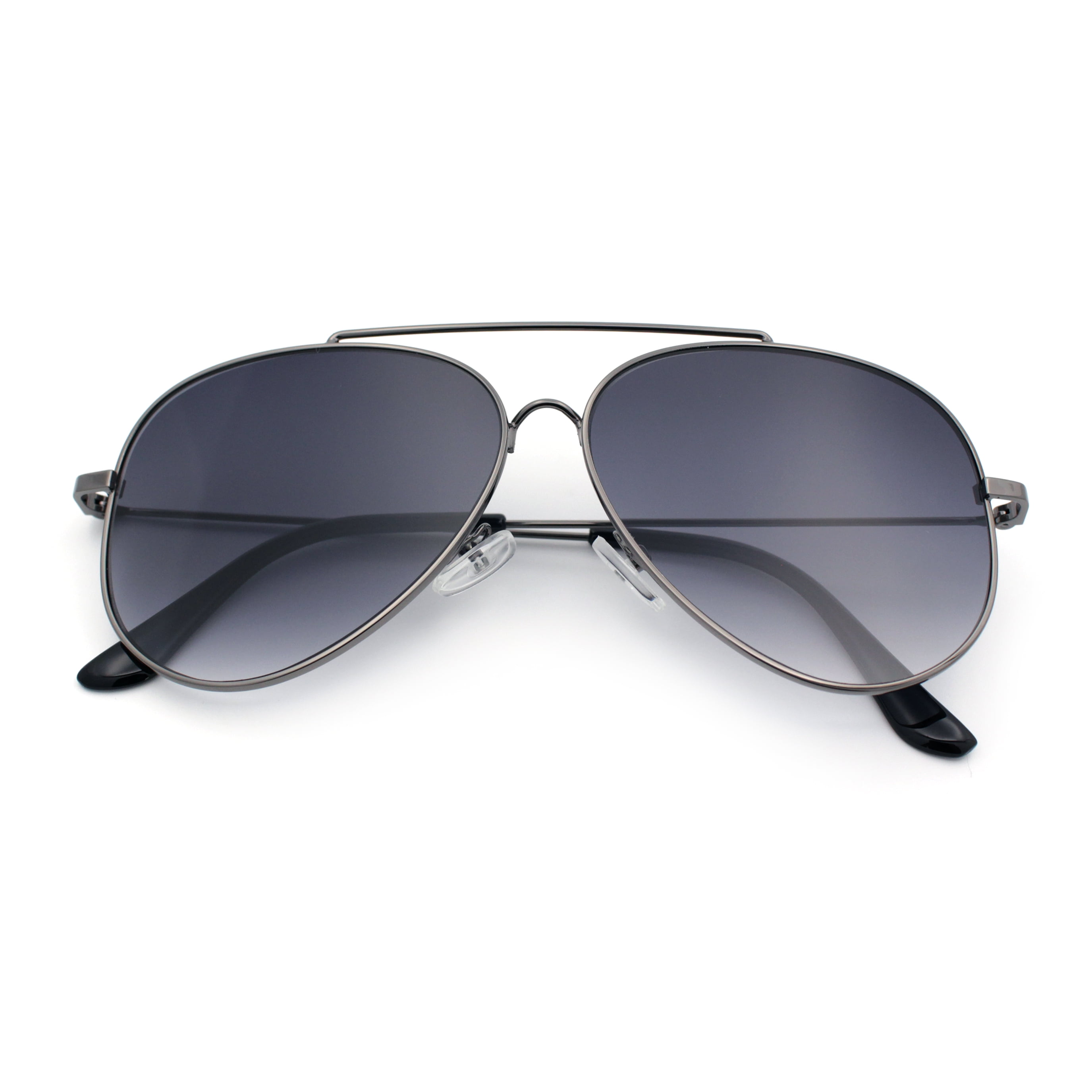 Concave Lens Tear Drop Shape Metal Rim Double Bridge Officer Sunglasses ...