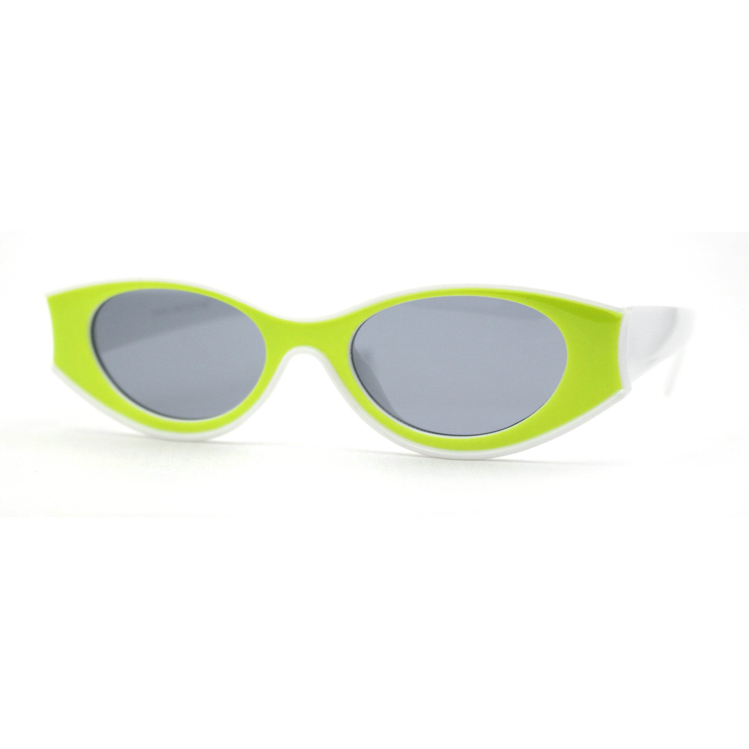 Concave Thick Plastic Frame Clout Style Oval Sunglasses White Green ...