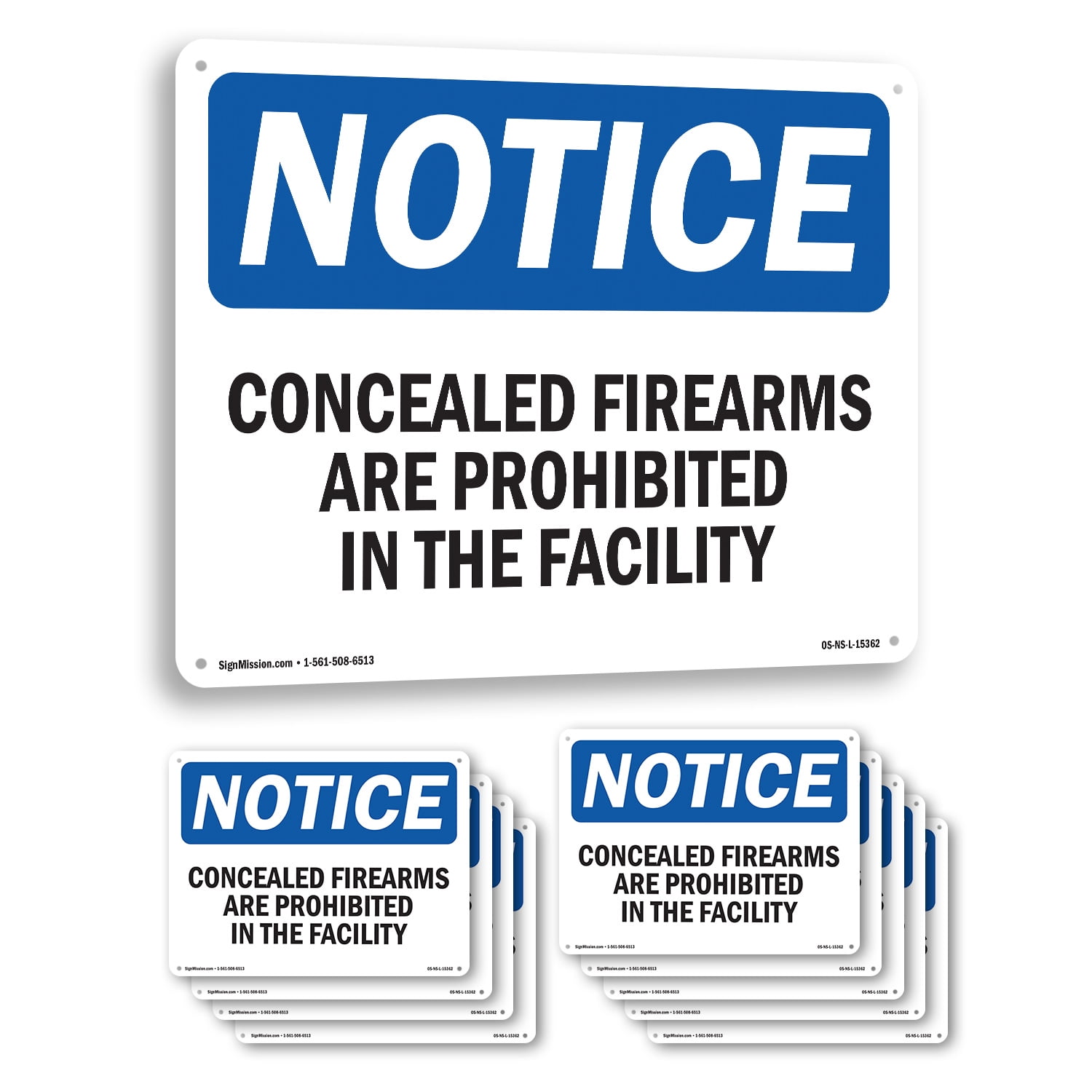 Concealed Firearms Prohibited Facility OSHA Notice Aluminum Sign 14 ...