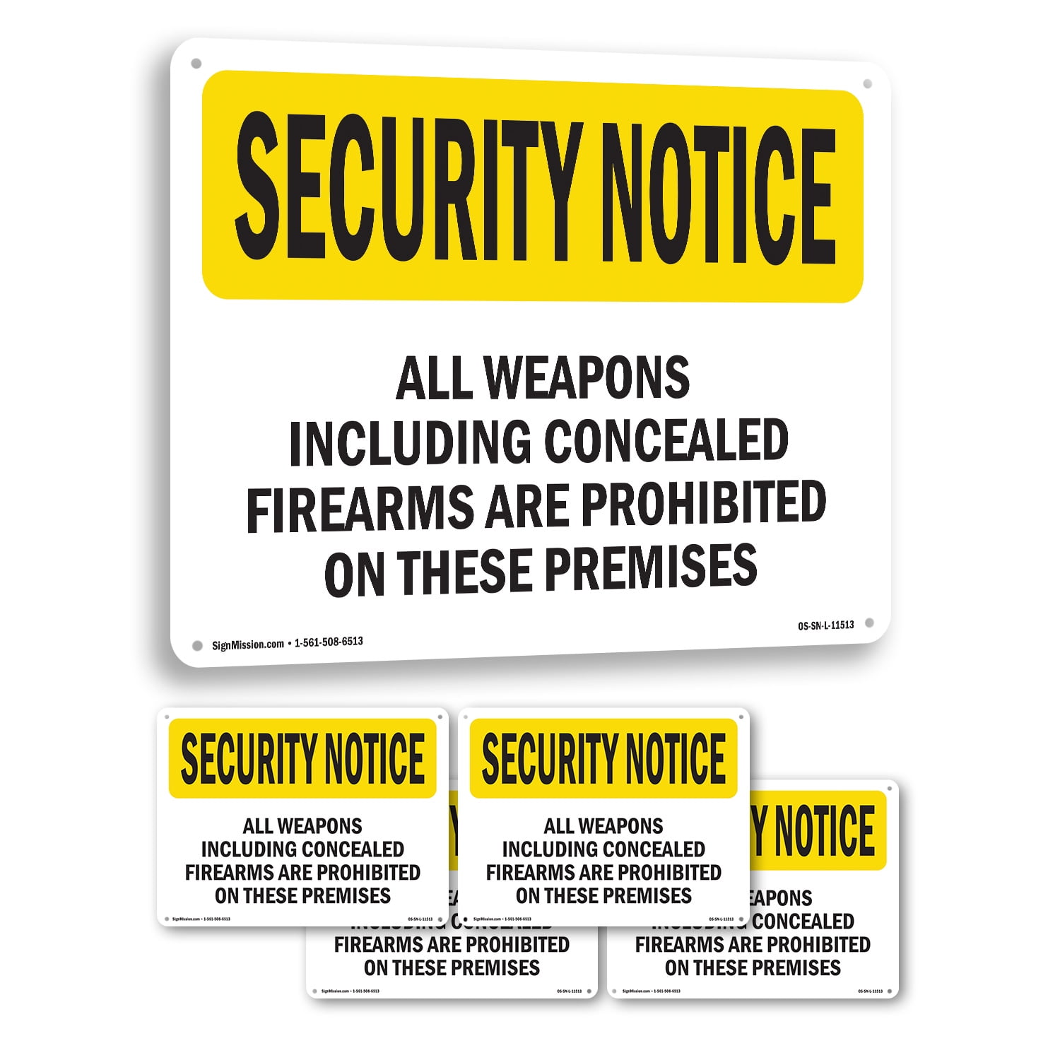 Concealed Firearms Prohibited OSHA Security Notice Rigid Plastic Sign 10 Inch x 7 Inch - 5 Pack ...