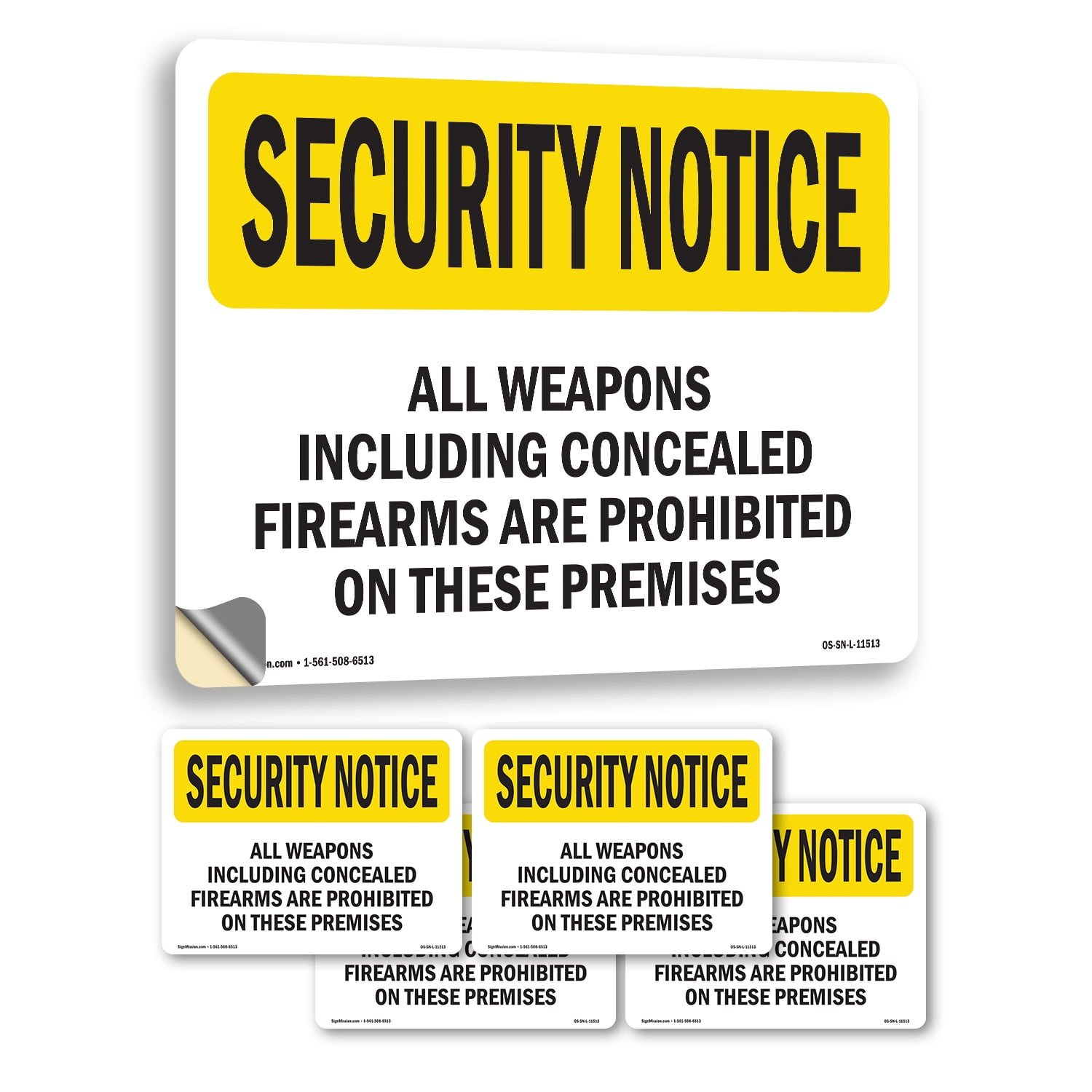 Concealed Firearms Prohibited OSHA Security Notice Vinyl Decal Label 10 ...