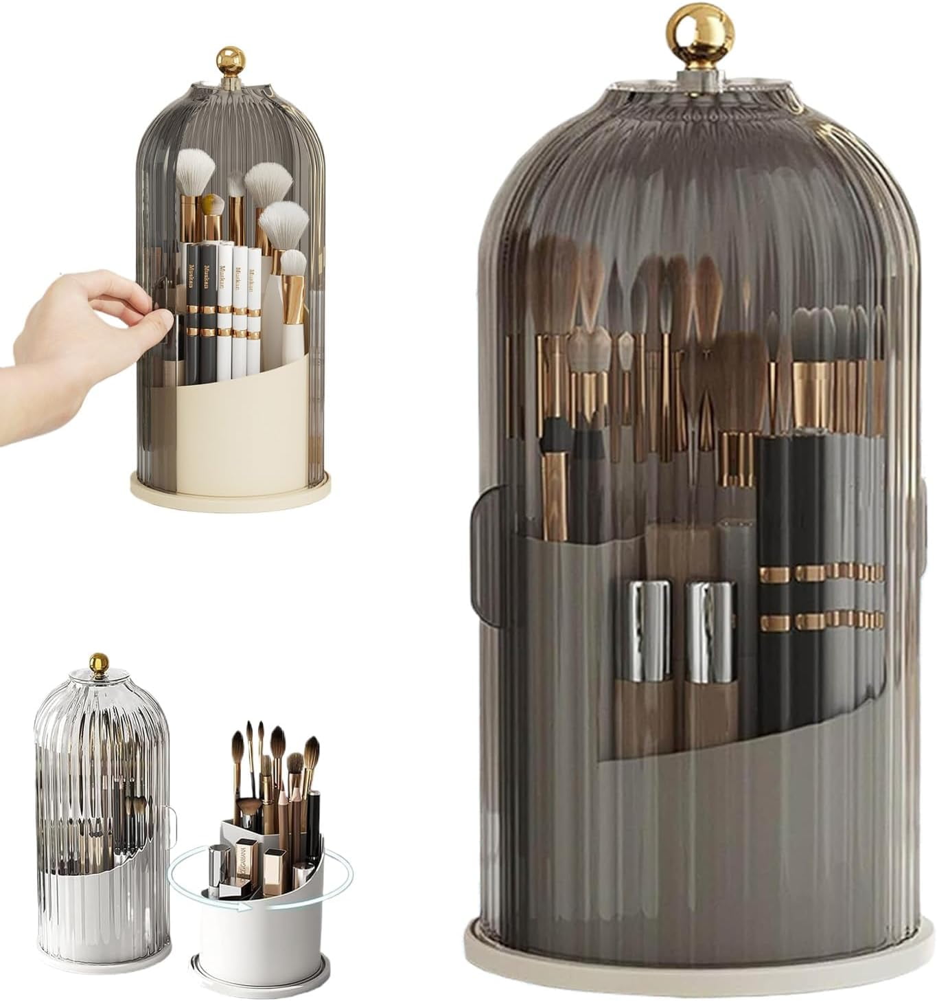 Concealed Toothbrush Holder, 360 Rotating Makeup Brush Holder Organizer ...