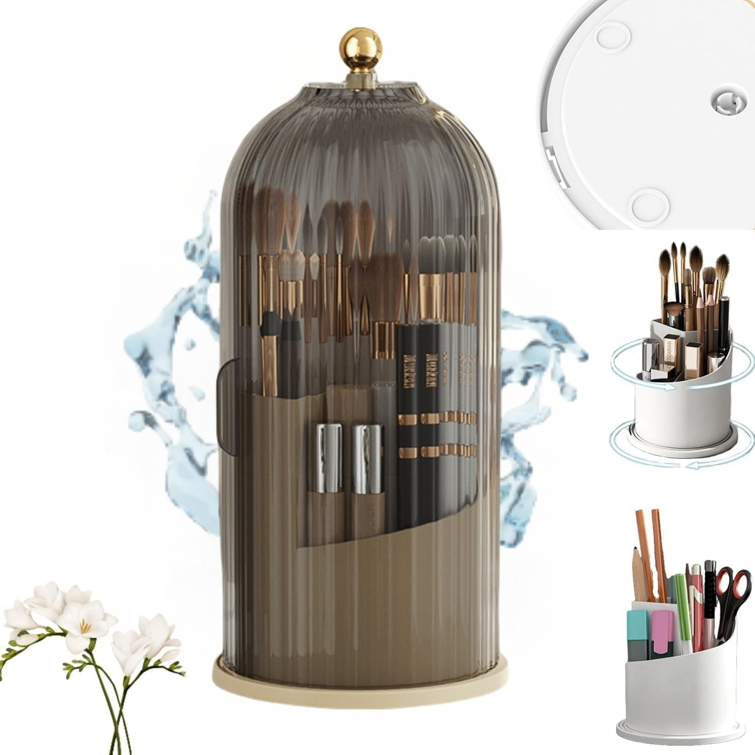 Concealed Toothbrush Holder, 360 Rotating Toothbrush Holder with Cover ...