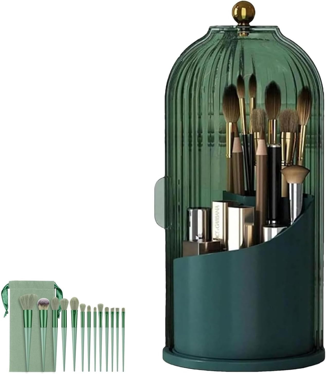 Quixal Covered Toothbrush Holder, 360-Degree Rotating Organizer with ...