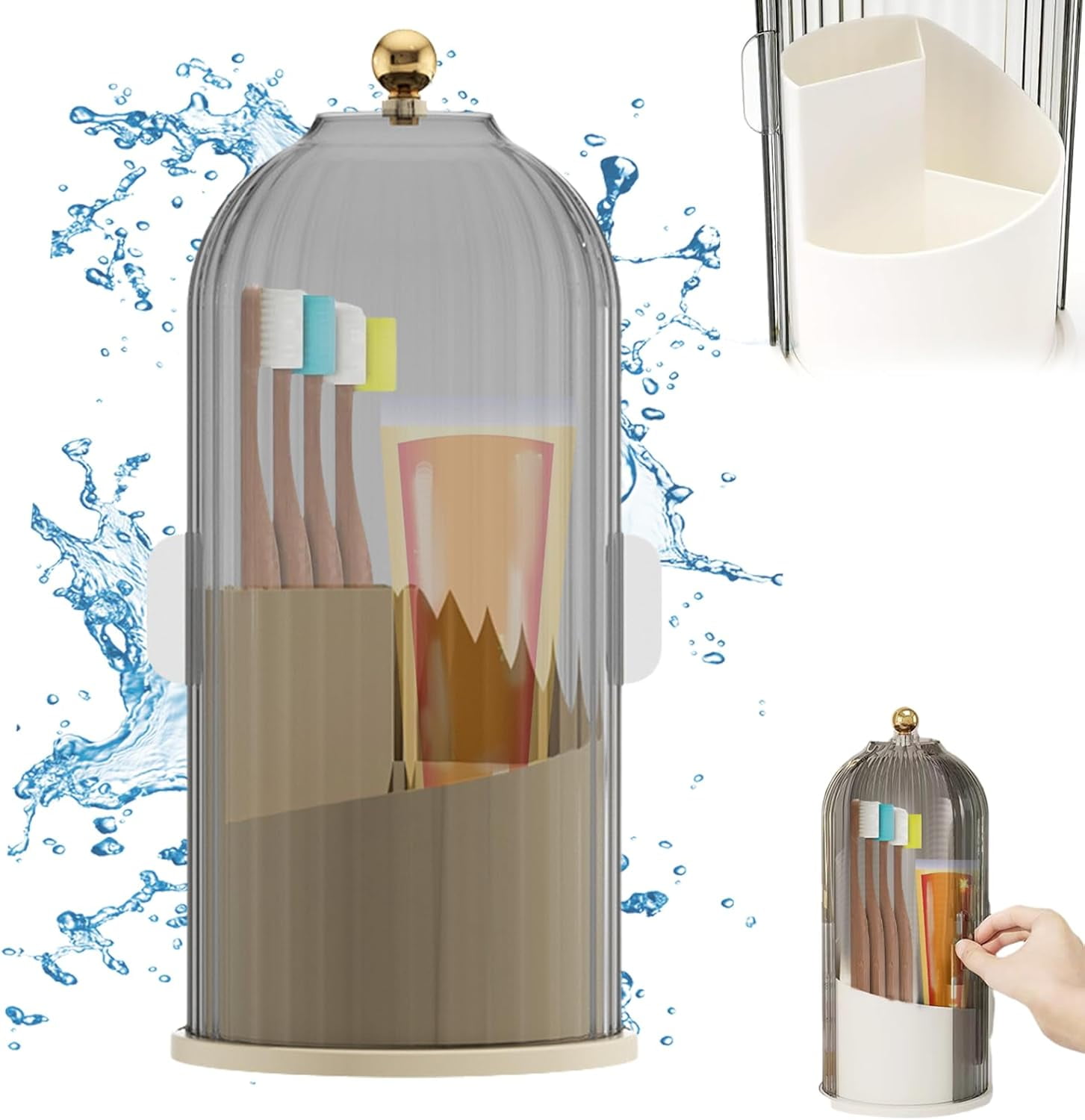 Concealed Toothbrush Holder Hidden, 360 Rotating Waterproof Toothpaste ...