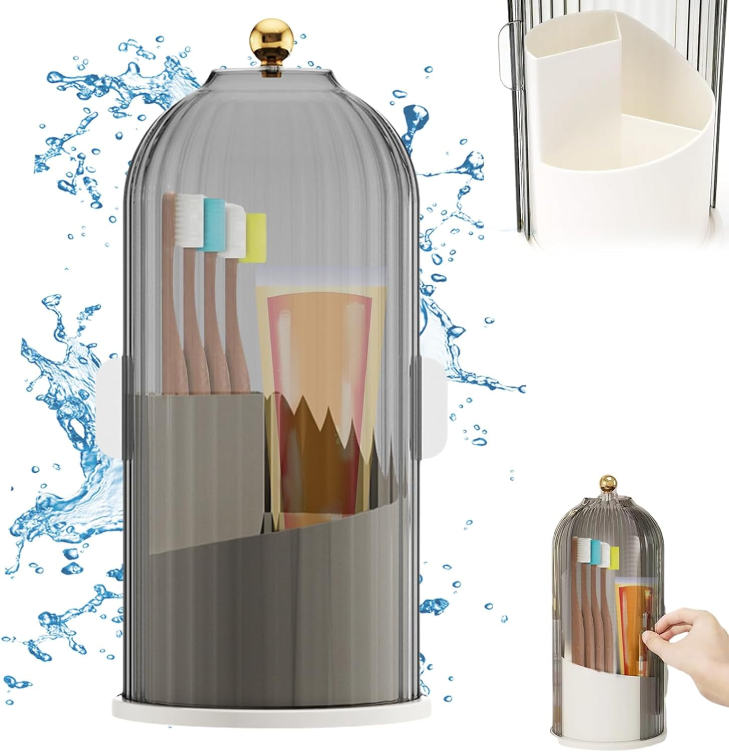 Concealed Toothbrush Holder Hidden, 360 Rotating Waterproof Toothpaste ...