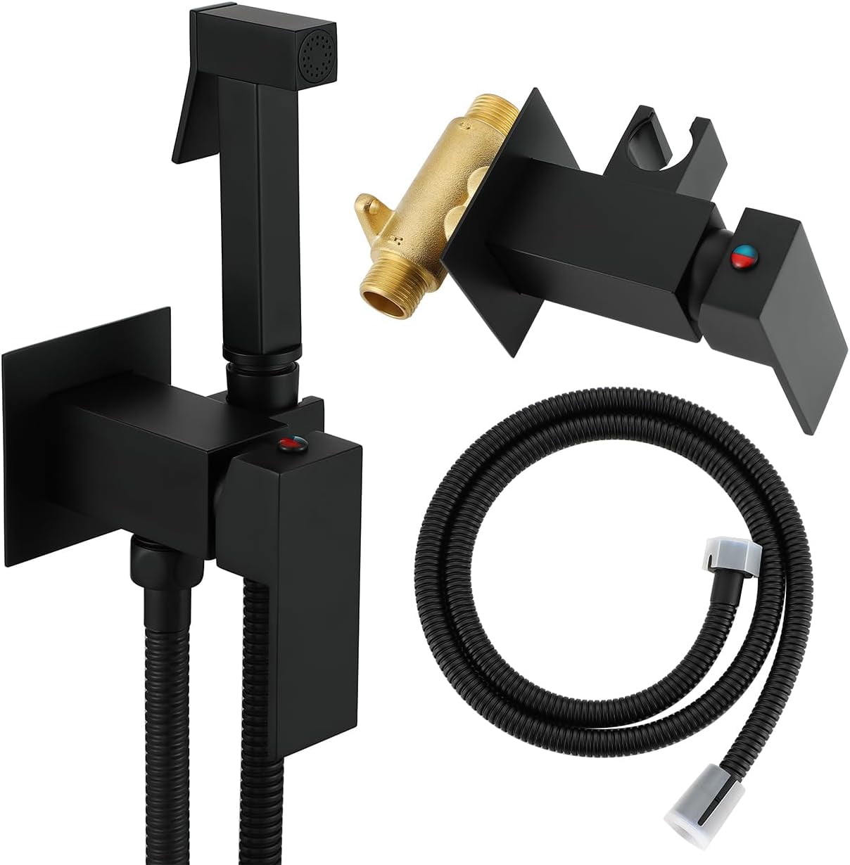 Concealed Warm Water Bidet Sprayer for Toilet with Hot and Cold Brass Valve, Brass Handheld ...