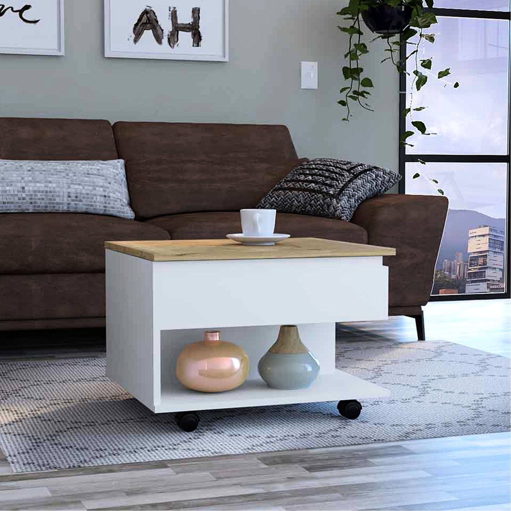 Concealed storage lift - top / In living room setting / Freestanding ...