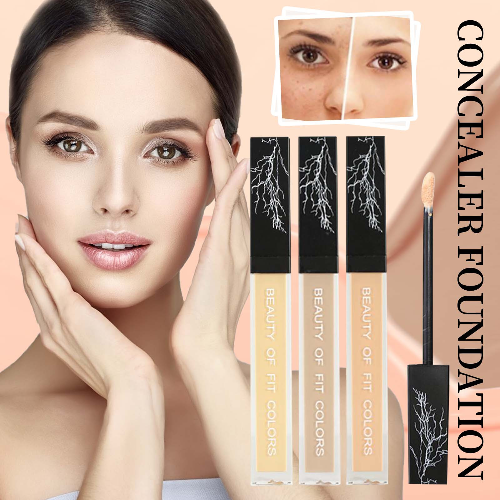 Concealer Natural Moisturizing Liquid, High-Gloss Finish, Oil-Free Formula, for Daily Use ...