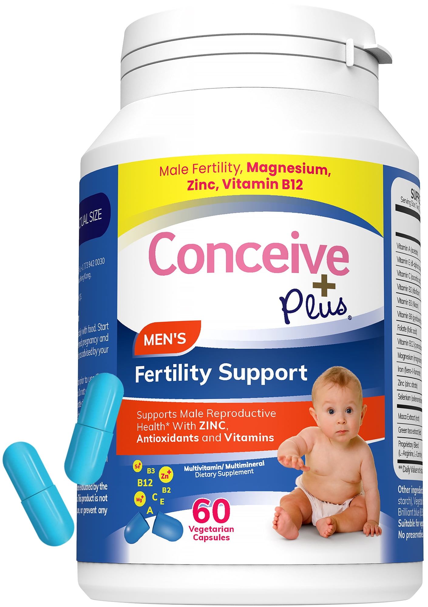 Conceive Plus Men's Fertility Pills | 30-Day | Zinc, Folate, Maca ...