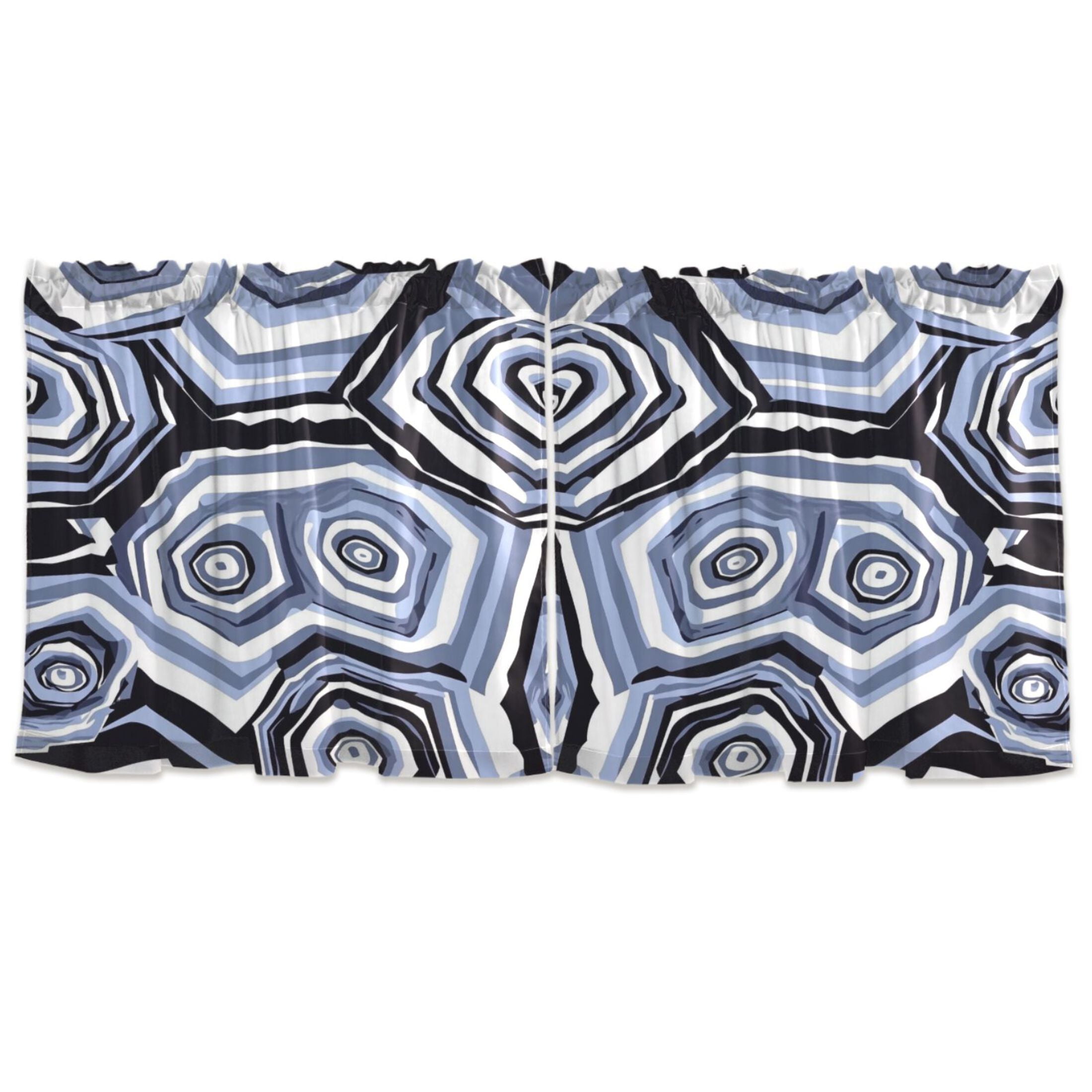 Concentric Circle Pattern Tier Curtains for Kitchen 57x24 Inch Semi ...