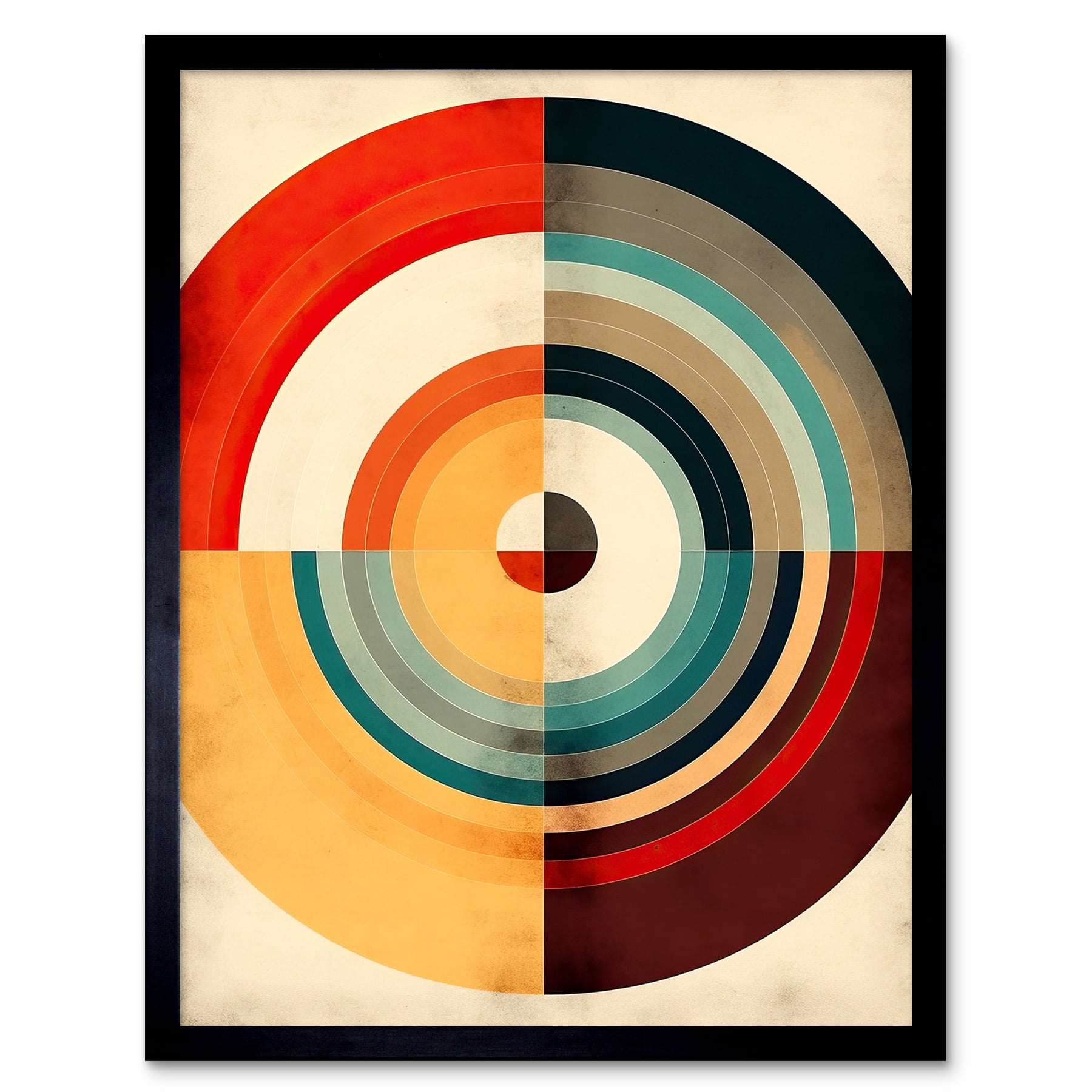 Concentric Circles Bauhaus Style Minimal Colourful Vintage Art Print ...
