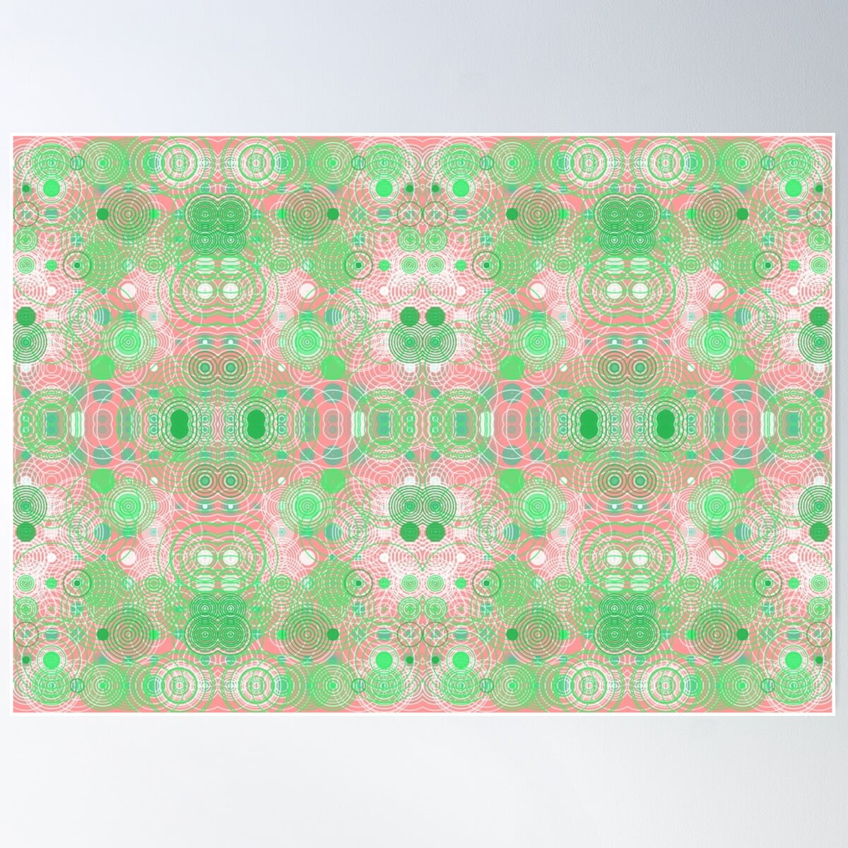 Concentric Circles Mirrored Digital Art Repeating Motif Pattern Greens ...