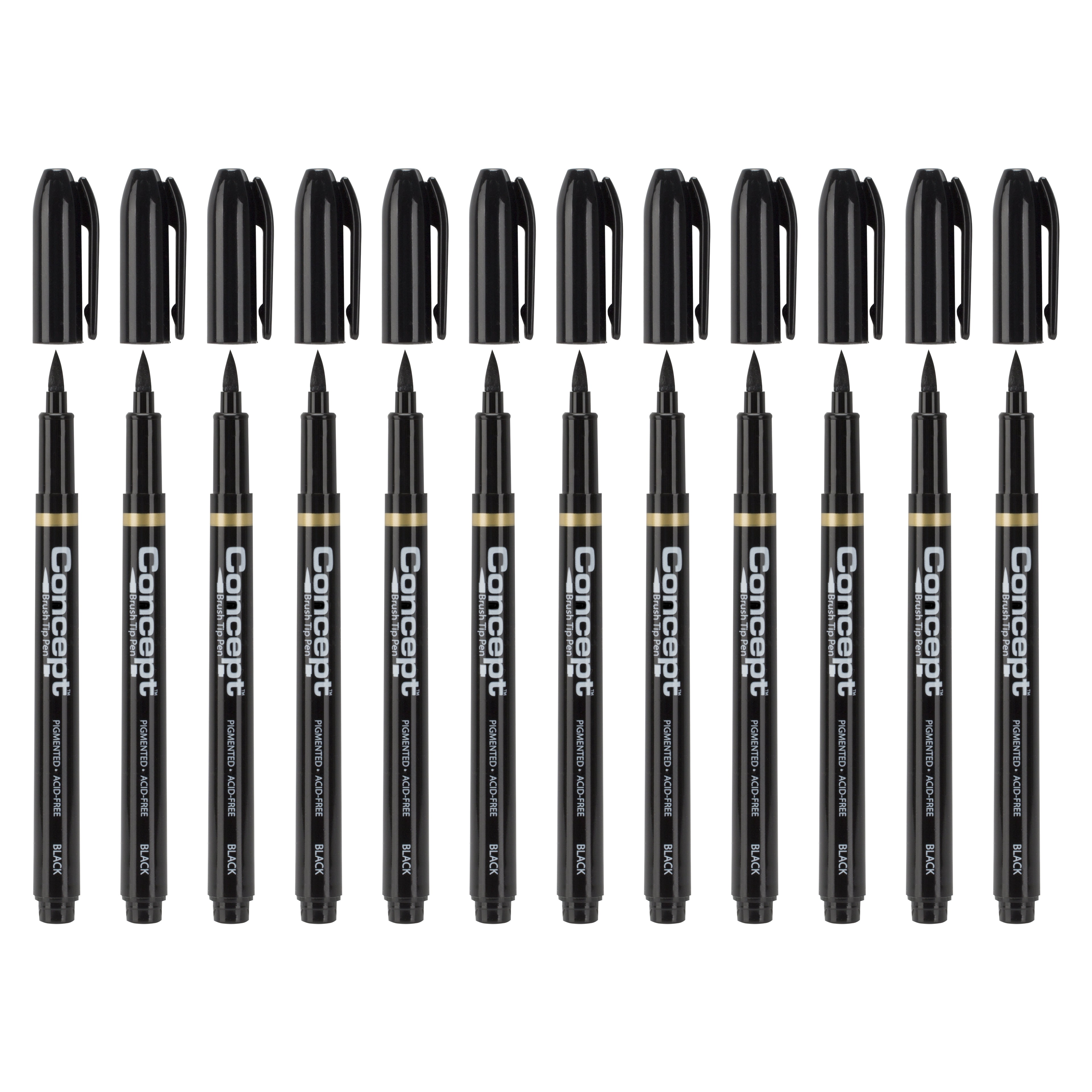 Concept Brush Pens - Permanent Art Markers with Brush Tip For Lettering ...