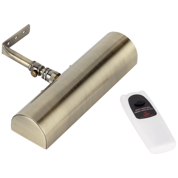 "Slimline Brass 8"" Wide LED Picture Light, Cordless, Battery Powered ...