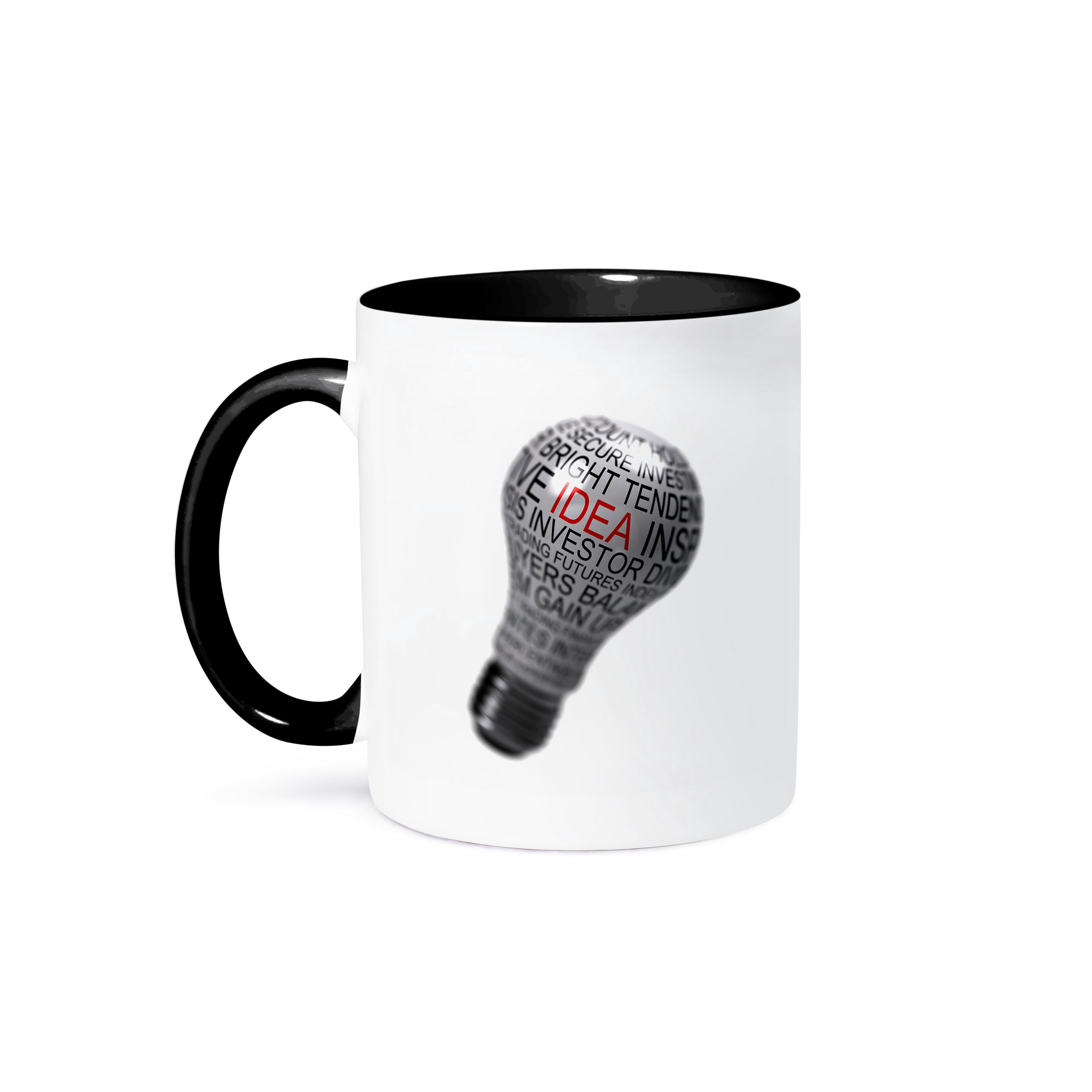 3dRose, Concept design of a light bulb with the word idea in red letter ...