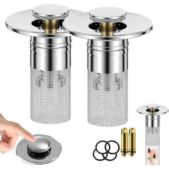 Conceptan Drain Stopper, Universal Sink Stopper with Hair Catcher ...