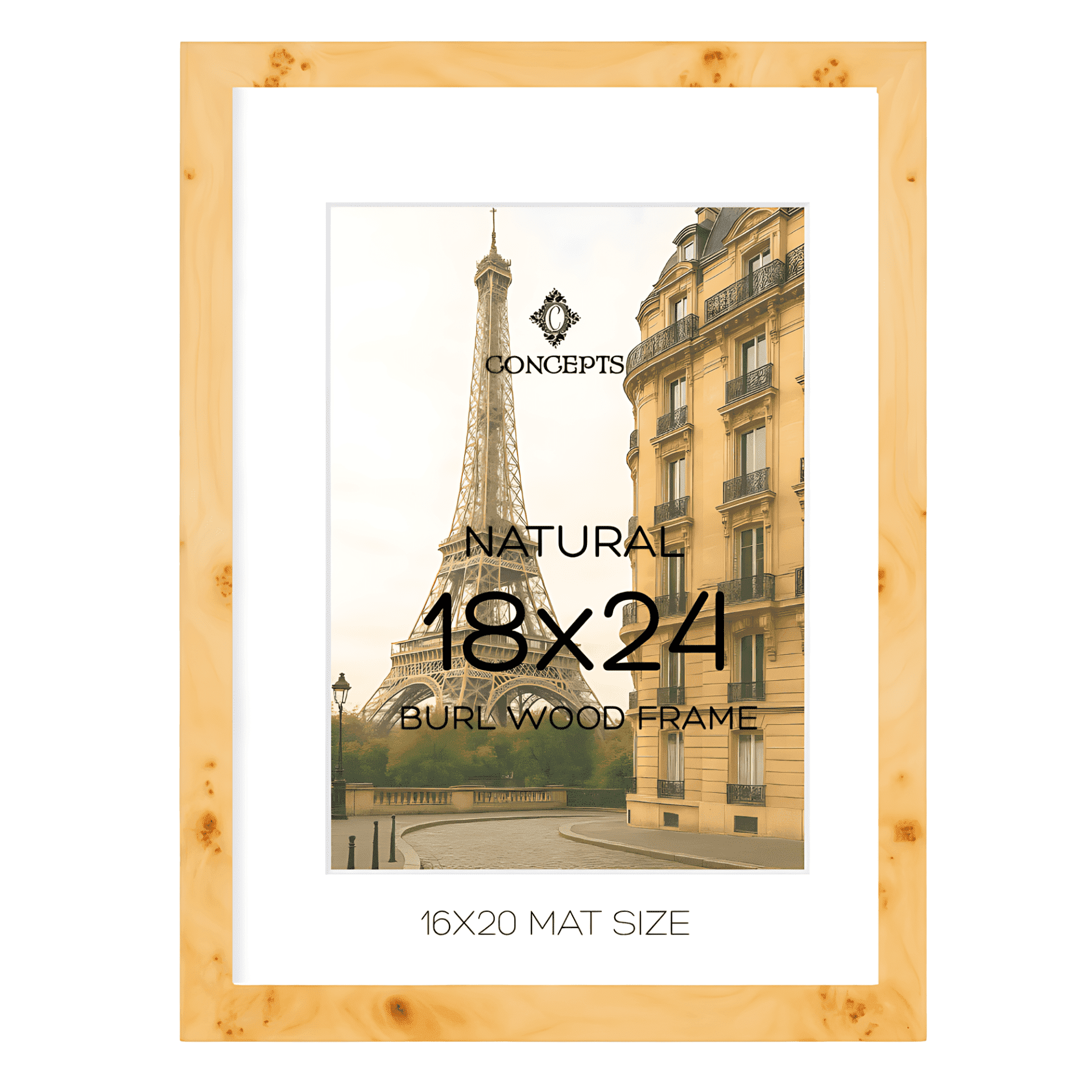 Concepts 18x24 Picture Frames, Natural Burl Wood Photo Frames, Large ...
