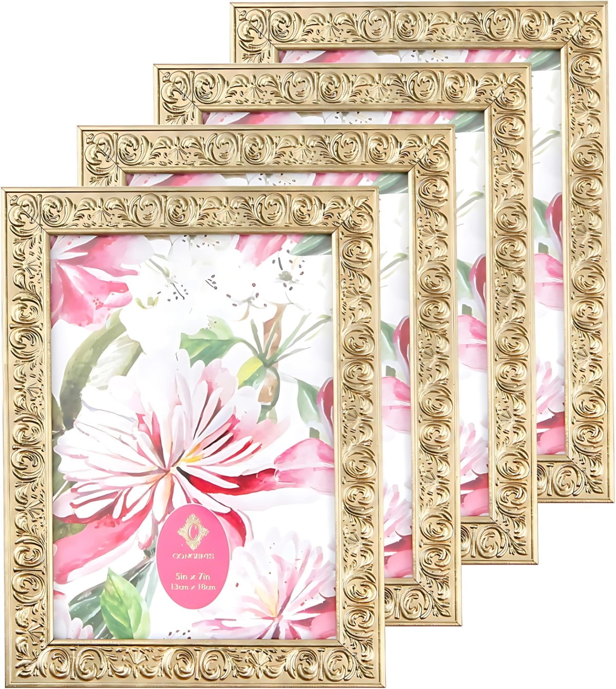 Concepts 5x7 Gold Ornate Picture Frames with HD Clear Glass, Vintage ...