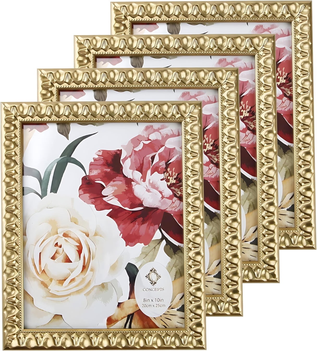 Concepts 8x10 Gold Ornate Vintage Picture Frames with HD Clear Glass ...